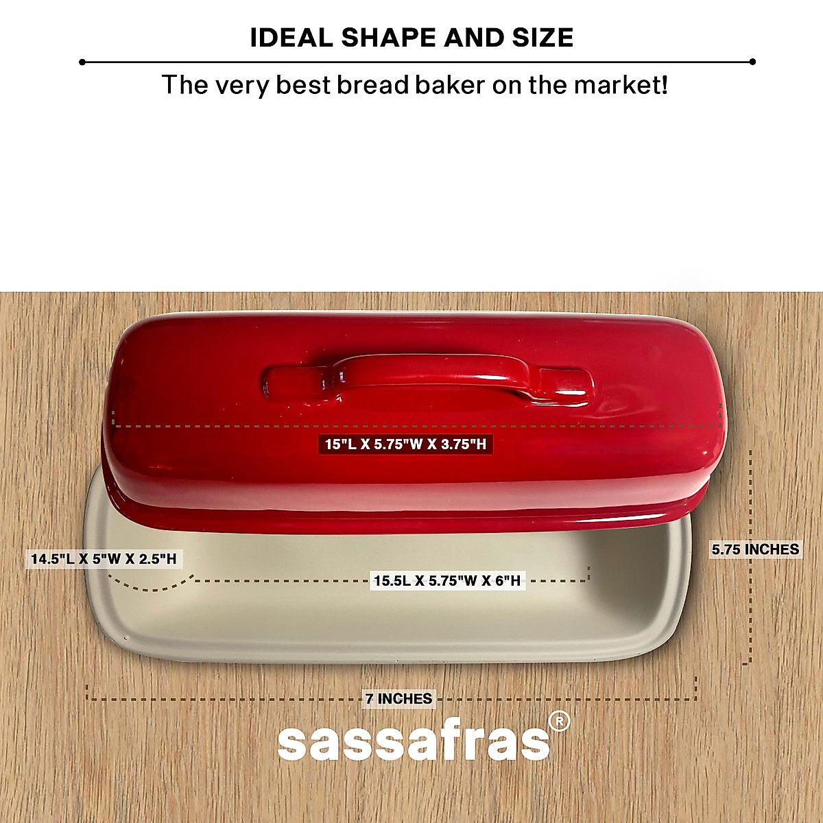 Sassafras Superstone® Covered Baker with Red Glazed Exterior and Unglazed Interior Bakes an Artisan Italian Bread with Crusty Crust and a Light Crumb