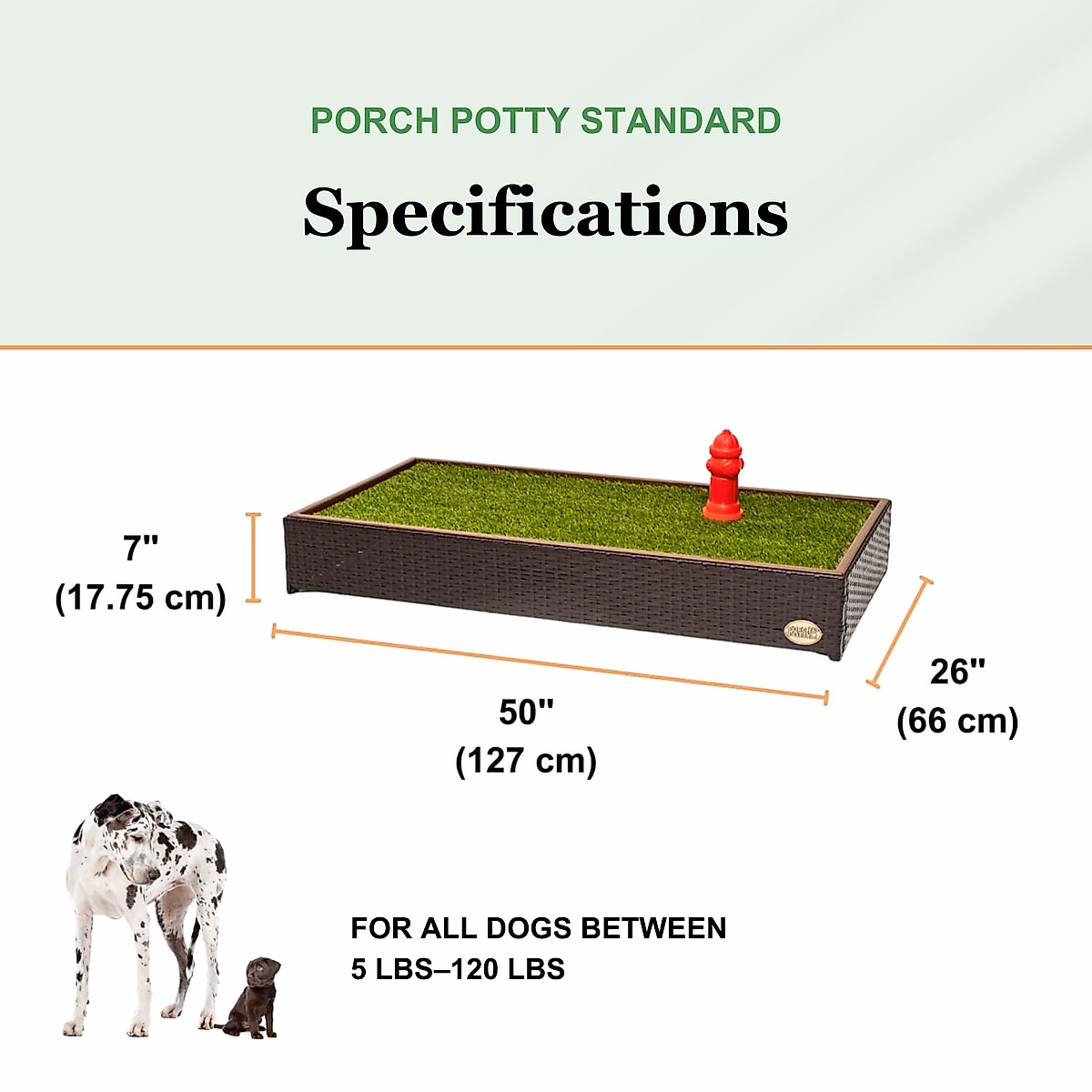 Porch Potty Standard, Self-Draining Dog Potty with Premium Artificial Dog Grass Pads for Potty Training, Indoor/Outdoor Use, Perfect for Apartments, Balconies, & Patios