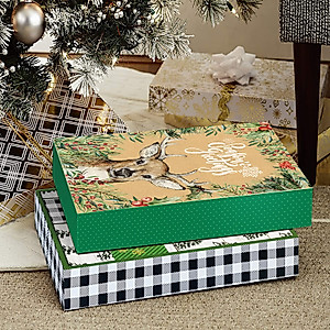 Party Funny 12 Christmas Gift Wrap Boxes for Wrapping Extra Large Clothes, 12 tissue paper and 80 Christmas Stickers(Assorted size for Shirts, Robes, Coats, Sweaters and xmas Holiday Present)