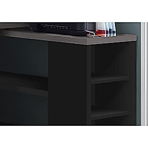 Monarch Specialties Computer Desk L-Shaped Corner Desk with storage - Left or Right Facing - 60"L (Black - Grey Top)