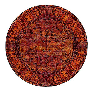 SAFAVIEH Vintage Hamadan Collection 5'3" Round Orange VTH216C Oriental Traditional Persian Non-Shedding Dining Room Entryway Foyer Living Room Bedroom Area Rug