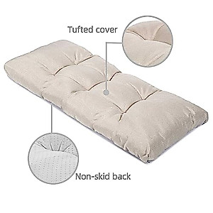 SEKUMDAN Bench Cushion Outdoor Chair Lounge Cushions Durable Non-Skid Tufted Overfilled Seat Pad for Porch Swing Piano Loveseat Outdoor Indoor Furniture (36 in L x 14 in W x 2.5 in T, Cream)