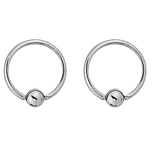 Forbidden Body Jewelry Stainless Steel Captive Bead Ring, Captive Bead Ball, Captive Hoop Cartilage, 16g 12mm Every-Day Surgical Steel Captive Bead Ring Body Piercing Hoops 4mm Balls