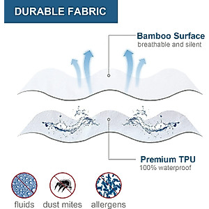 Bamboo Mattress Protector with Zipper - 100% Waterproof Full Size Cooling Mattress Cover - Ultra Soft Jacquard Fabric Breathable Noiseless Mattress Pad Cover - Zippered Mattress Encasement