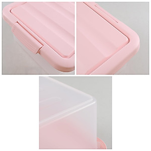 Qqbine 14 Quart Plastic Latching Storage Box, Plastic Underbed Storage Bin with Pink Lids, 2 Packs