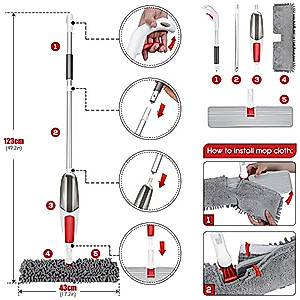 Spray Mop Double-Sided for Floor Cleaning,Wet and Dry Mop with 3 Microfiber Mop Pads and 550ML Refillable Bottle, Suitable for Tile Laminate Hardwood Floor Cleaning-Send 1 Scraper