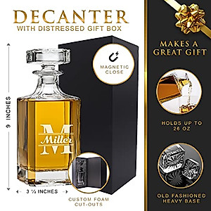 Custom Monogrammed Whiskey Decanter - Engraved with WPS Design