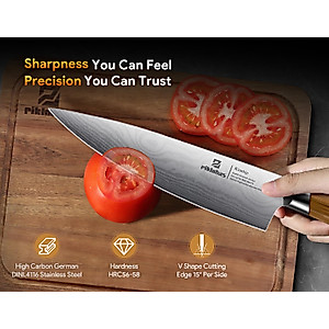 Kitchen Knife Sets With Block, Piklohas 15 Pieces Knife Sets With Magnetic Detachable Knife Holder, High Carbon Steel Damascus Pattern Chef Knife Set With Steak Knives, Ideal For House Warming Gift