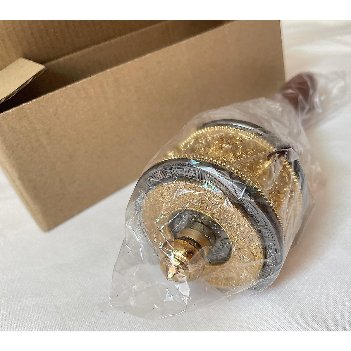 Copper Hand Held Prayer Wheel with Tibetan Buddhist Six-Character Truth Premium Buddha Scriptures, Wooden Handle Prayer Wheel for Praying, blessing, Meditation, Healing, Relaxing, Yoga