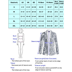 Women Long Sleeve Sequin Blazer Casual Open Front Sparkly Jackets for Party with Pockets Black S