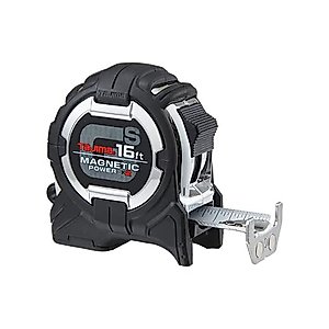 TAJIMA Tape Measure - 16ft x 1in GS-Lock Measuring Tape with Compatible Clip & Dual Magnetic Power - GS-SC16BW