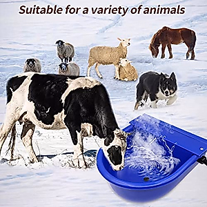 MUDUOBAN Water Bowl Heater with Float Valve Automatic Heated Animal Drinking Water Bowl Large Capacity for Goat Horse Cattle Pig Sheep Pet Dog (Blue)
