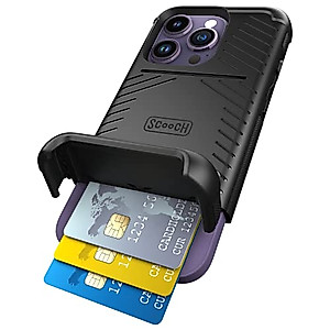 Scooch iPhone 14 Pro Case with Card Holder [Wingmate] iPhone 14 Pro Wallet Case with Hidden Card Slot and RFID Protection, Holds Up to 4 Cards, Military Grade Drop Protection, Black