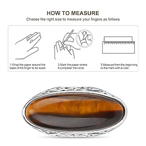 Tiger Eye Stone Statement Ring for Women 925 Sterling Silver Gemstone Magnificent Oval Shaped Tiger Eye Solitaire Ring Mothers Day Gifts for Mom Christmas Birthday Jewelry Gifts for Wife Grandma (9)