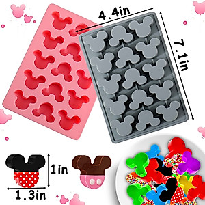 Mouse Gummy Candy Molds Silicone, 2 Pack 15 Cavity Non-Stick Mouse Head Silicone Molds for DIY Gummies, Candy, Chocolate, Jelly, Ice Cube, Dog Treats