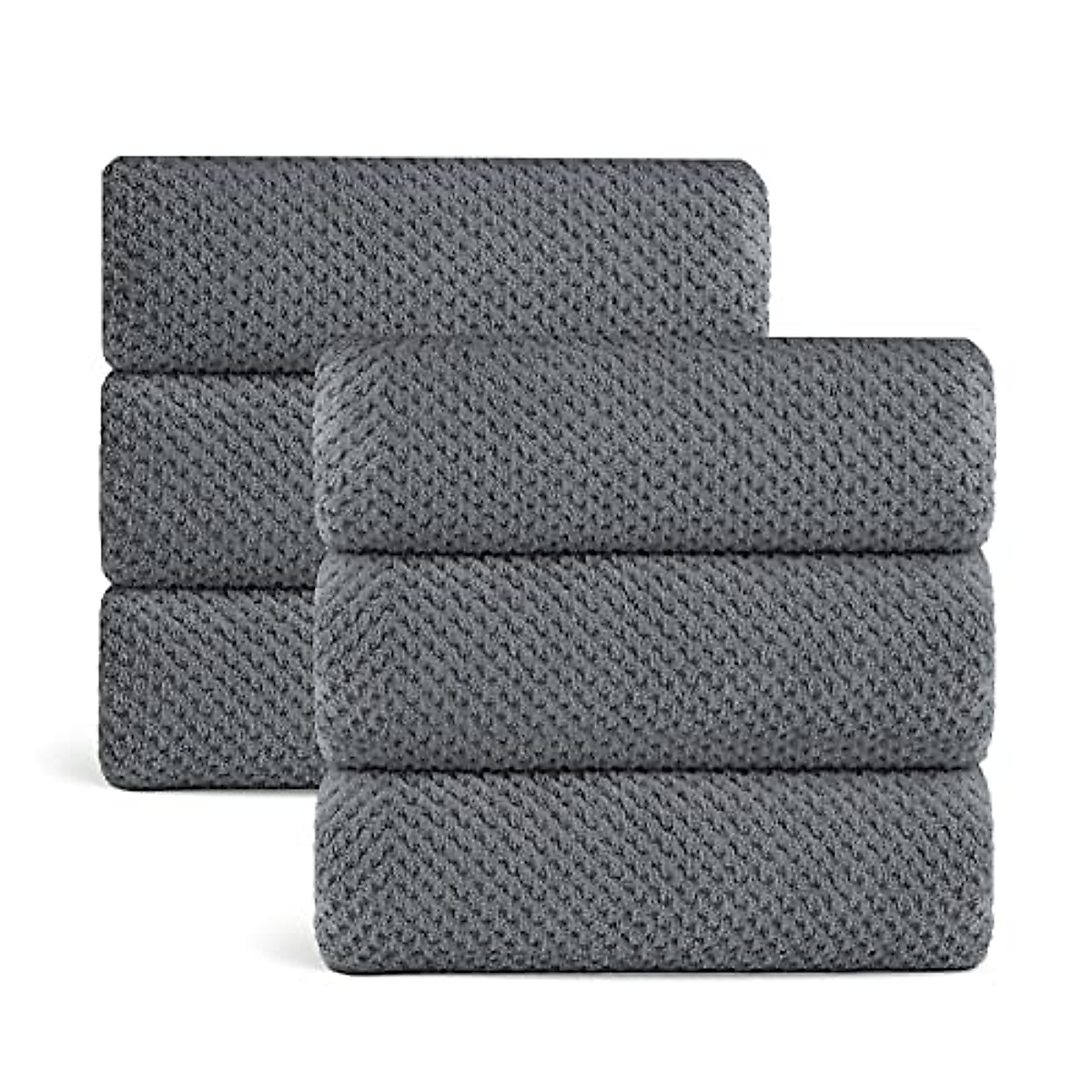 Ultra Soft Towel Set of 6, Gray Microfiber Big Bath Towel Sheets 28x55 Inches, Luxury Plush Towels- Waffle Weave Design,Highly Absorbent,Quick Dry,Premium Quality Towel Set for Bathroom
