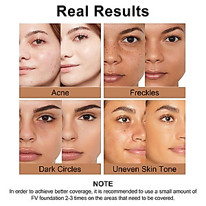 FV Waterproof Liquid Foundation, Dewy Finish Long Lasting Lightweight Medium Coverage Face Makeup for Normal & Dry Skin, Cruelty Free, Nourishing Toffee