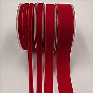KLTRIBBON Vintage Red Velvet Ribbon Single Faced,5/8 Inch X 25 Yards,for Choker,Gift Wrapping,Floral Bouquets