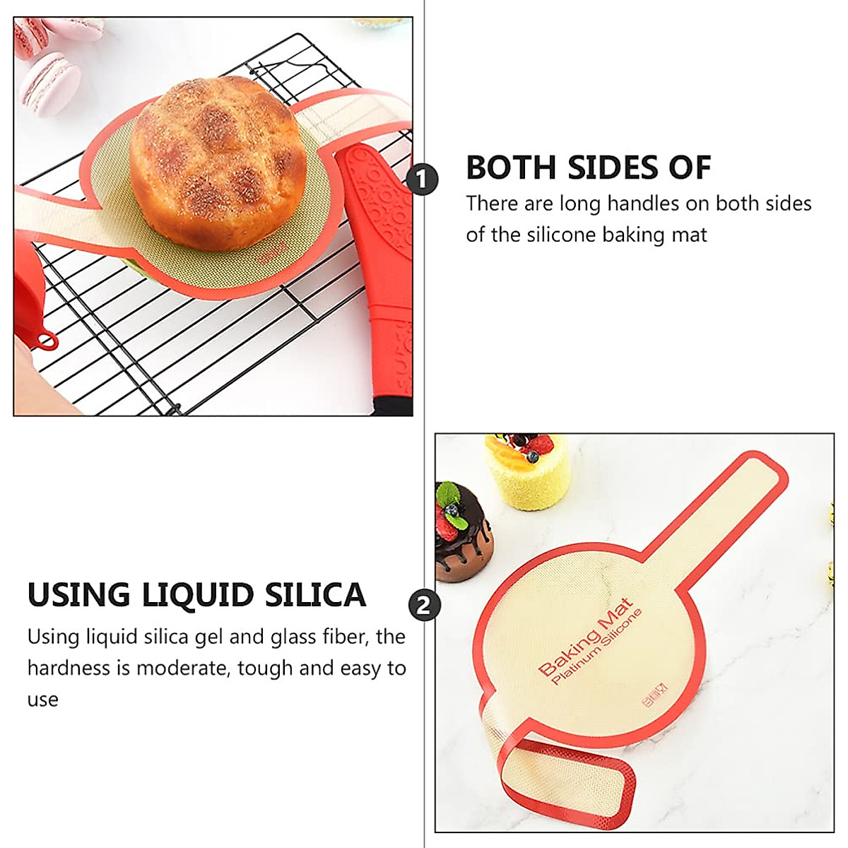 Silicone Baking Mat for Oven Bread Baking:Long Handles Sling Baking Mat Gentler Safer & Easier to Transfer for Dough, Bread Baking Supplies