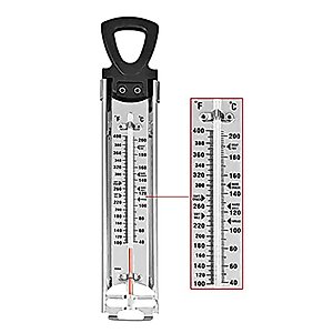Candy Thermometer with Pot Clip & Hanging Ring Handle Stainless Steel Cooking Thermometer Food Thermometer Deep Fry Thermometer Classic Candy Thermometer