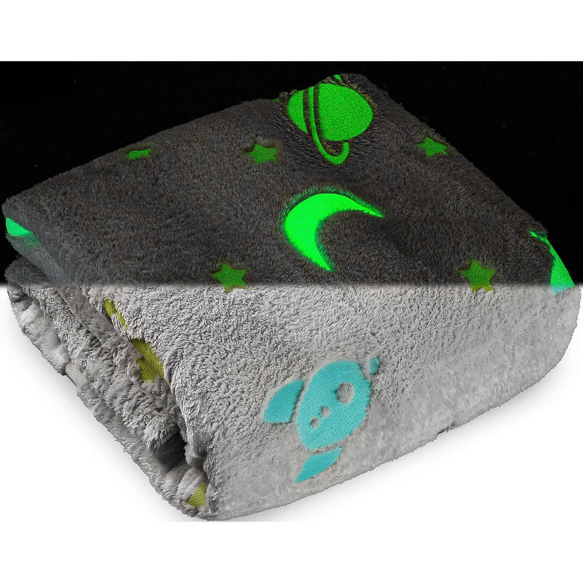 SP HOME GOODS Glow in The Dark Throw Blanket Gift for Girls and Kids Ages 4-14 and for Grandkids - [Galaxy] 50 x 60 Inches Fun, Cozy Fleece Throw Blanket