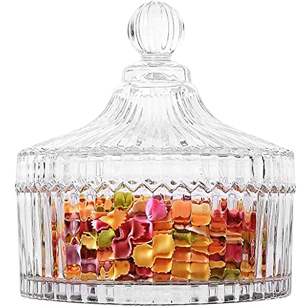 FTOF Glass Candy Storage Box Clear Sugar Dish With Lid Crystal Covered Candy Bowl Apothecary Food Buffet Container Holder, 250ml