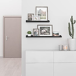 Ballucci Floating Wall Shelf, 35" Wall Mounted Long Picture Ledge Wood Shelf for Nursery, Living Room, Bedroom, Kitchen - Black