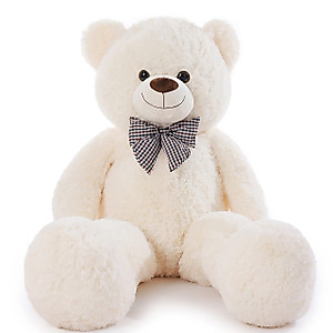 Poutmac Big Teddy Bear 4Ft Giant White Soft Stuffed Animals Cute Plush Toy for Girlfriend Women Kids for Valentine's Christmas Birthday