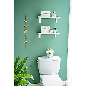 Mkono Moon Phase Wall Hanging Metal Boho Home Decor Vertical Chic Moon Garland for Dorm Nursery Bedroom Living Room Apartment Office, Decorative Wall Art Gift for Girls Mom, Gold