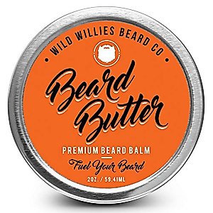 Premium Beard Balm Leave-in Conditioner by Wild Willies - Natural, Organic Ingredients & Essential Oils Promote Fast Beard Growth, Removes Itch & Dandruff - Beard Butter Restores Moisture - 2 Oz