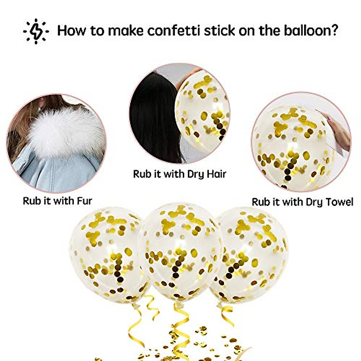 Black Gold Silver party Balloons, 50pcs 12 Inch Metallic Thicker Latex Confetti Balloons with Ribbon for Wedding Birthday Baby Shower Decorations (BlackGoldSilver50pcs)