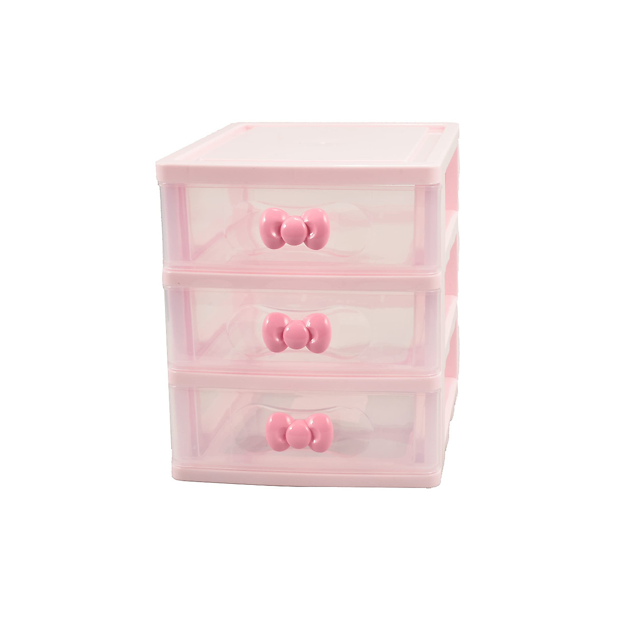 Lovely Pink Receiving Storage Cabinets Box With Multi-layers And Pink Bowknot Handle (Three layers (7.06 x 5.22 x 6.09 inches))