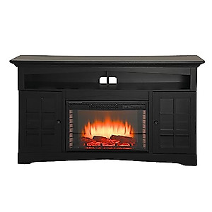 Clihome Electric Fireplace TV Stand 59in with Fireplace Electric Fireplace Inserts Heater Entertainment Center with Fireplace Decor for Christmas Decor