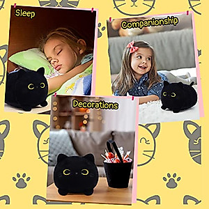 MUFEIRUO Black Cat Plush Black Cat Stuffed Animals Plush Toy, Kawaii Black Cat Pillow Plush Cat Plushie Stuffed Black Cat Toys, Cute Small Stuffed Animal Cat for Kids Birthday Home Decoration