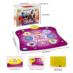 Rodzon Dance Mat Gift for 3-12 Year Old Girls Boys Electronic Dance Pad Game Toy for Kids Age 4 5 6 7 8 9 10+, 3 Game Modes, 5 Challenge Levels, Built-in Music Christmas Birthday Gift (Purple)