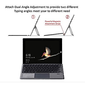Keyboard Replacement Type Cover Trackpad Mouse for Microsoft Surface Pro 7 / 6 / 5 / 4 / 3 Ergonomic Portable Slim Wireless Bluetooth Rechargeable (with Backlit)