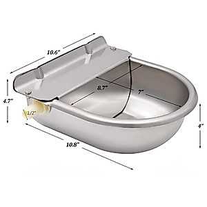 KHEARPSL Automatic Dog Water Bowl Livestock Waterer with Float Valve and Drain Hole, Stainless Steel Water Trough Auto Waterer for Dogs Livestock (Auto Waterer)