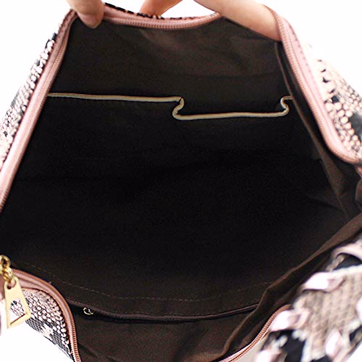 CLARA Snakeskin Hobo Handbag PU Leather Top Handle Bag Tassel Shoulder Bag Satchel Travel Tote Purse Brown