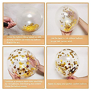 Black and Gold Confetti Balloons, 50pcs 12 Inches Metallic Chrome Gold and Gold Confetti Balloons for Girls Kids Birthday, Baby Shower, Wedding Party Decorations