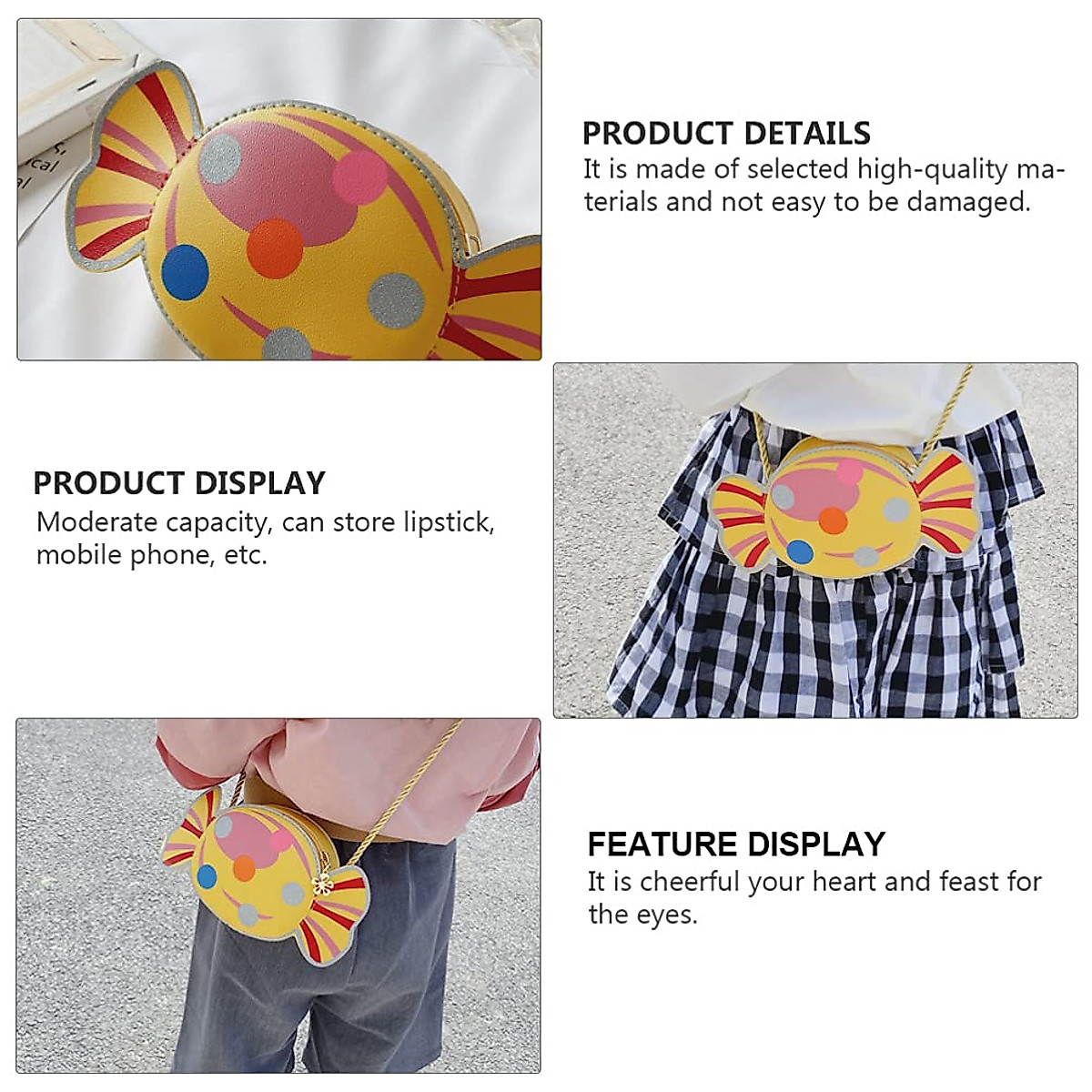 VALICLUD Storage Bag Lovely Candy Shaped Bag Cross Body Pouch Mini Change Purse