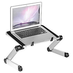 Folding Laptop Tray Desk for Bed, Height and Angle Adjustable Aluminum Alloy Laptop Stand Folding Breakfast Tray for Couch Sofa Floor (Black)