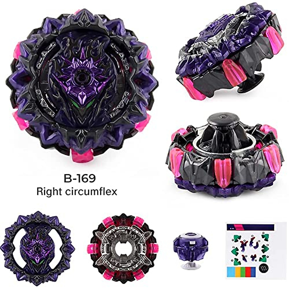 JIMI Bey Battling Top Blade Battle Set, 6 Burst Spinning Tops 1 Launcher Grip Starter Combat Game, Toy Gift for Kids Boys Ages 6 7 8 9 10 11 12+