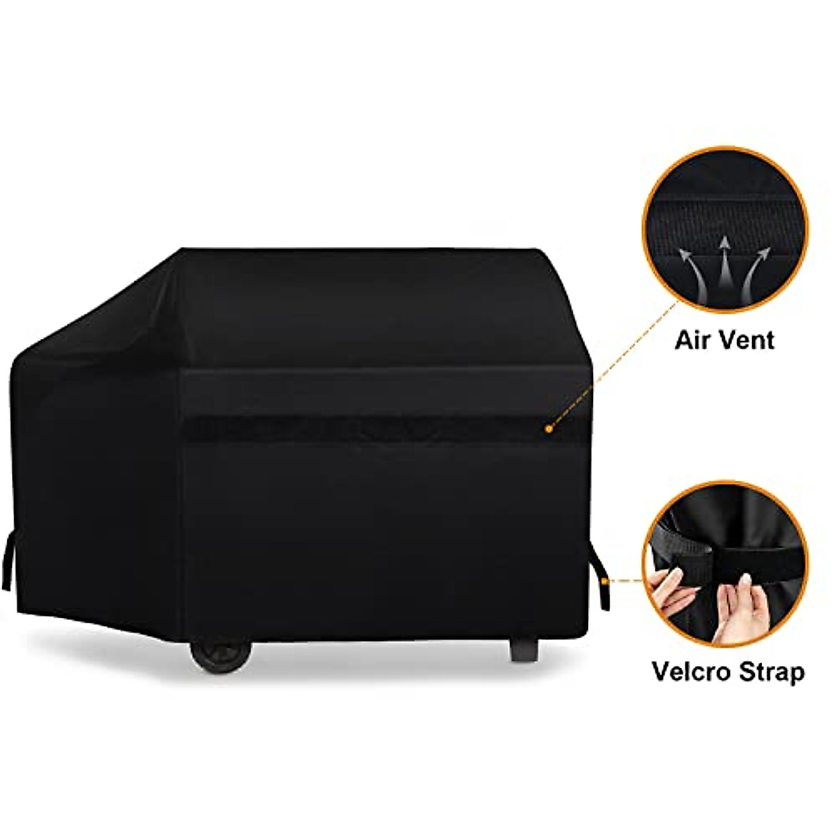 iCOVER 65 Inch 600D Heavy-Duty Water Proof Black Canvas BBQ Barbecue Grill Cover for Gas and Charcoal Combination Style Grill for Brinkmann Char-Broil Nexgrill Char-Griller