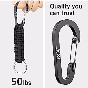EOTW Carabiner Keychain, Small Carabiner Clip with Paracord Keychain Mini Aluminum D Ring Key Organizer