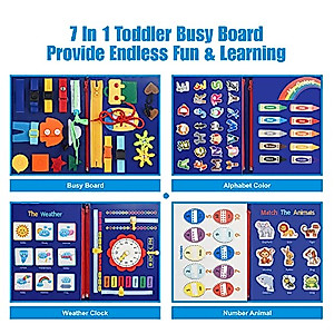 Goopreen Busy Board Montessori Toys for 1 2 3 4 Year Old Girls & Boys Sensory Toys for Toddlers 1-3, Educational Learning Basic Motor Skills - Travel Toys for Plane Car, Gift for 1-4 Yr Kids