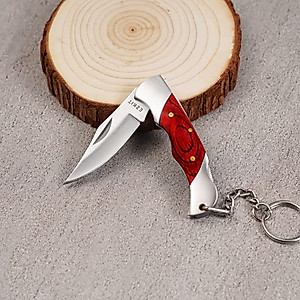 EZKIT Folding Pocket Knife with Back Lock, 2in Stainless Blade and Wood Handle, 4.8in Total Length, Compact EDC Gear