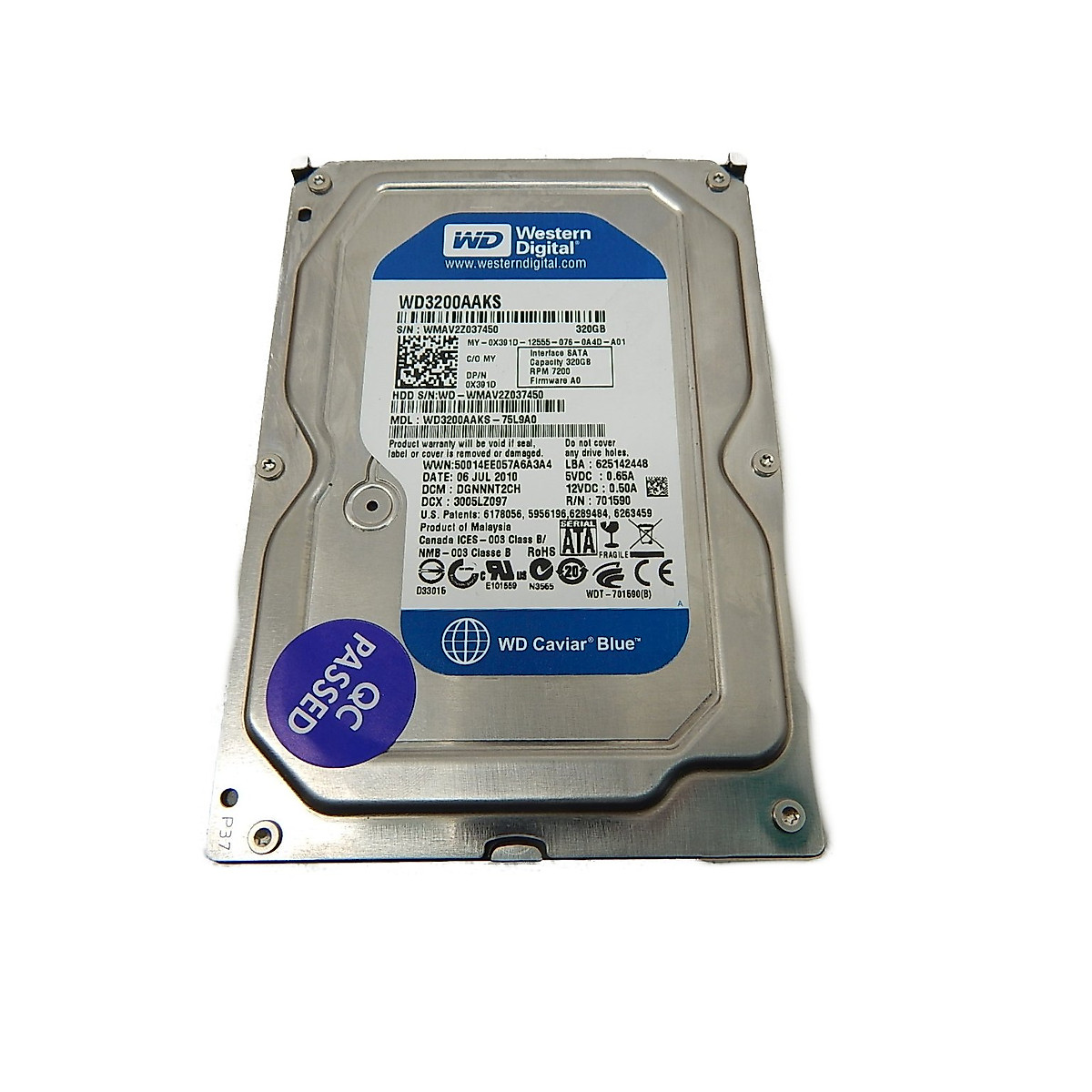 Dell Western Digital 320GB 7.2K RPM 3Gbp/s SATA 3.5 Inch Hard Drive X391D WD3200AAKS-75L9A0