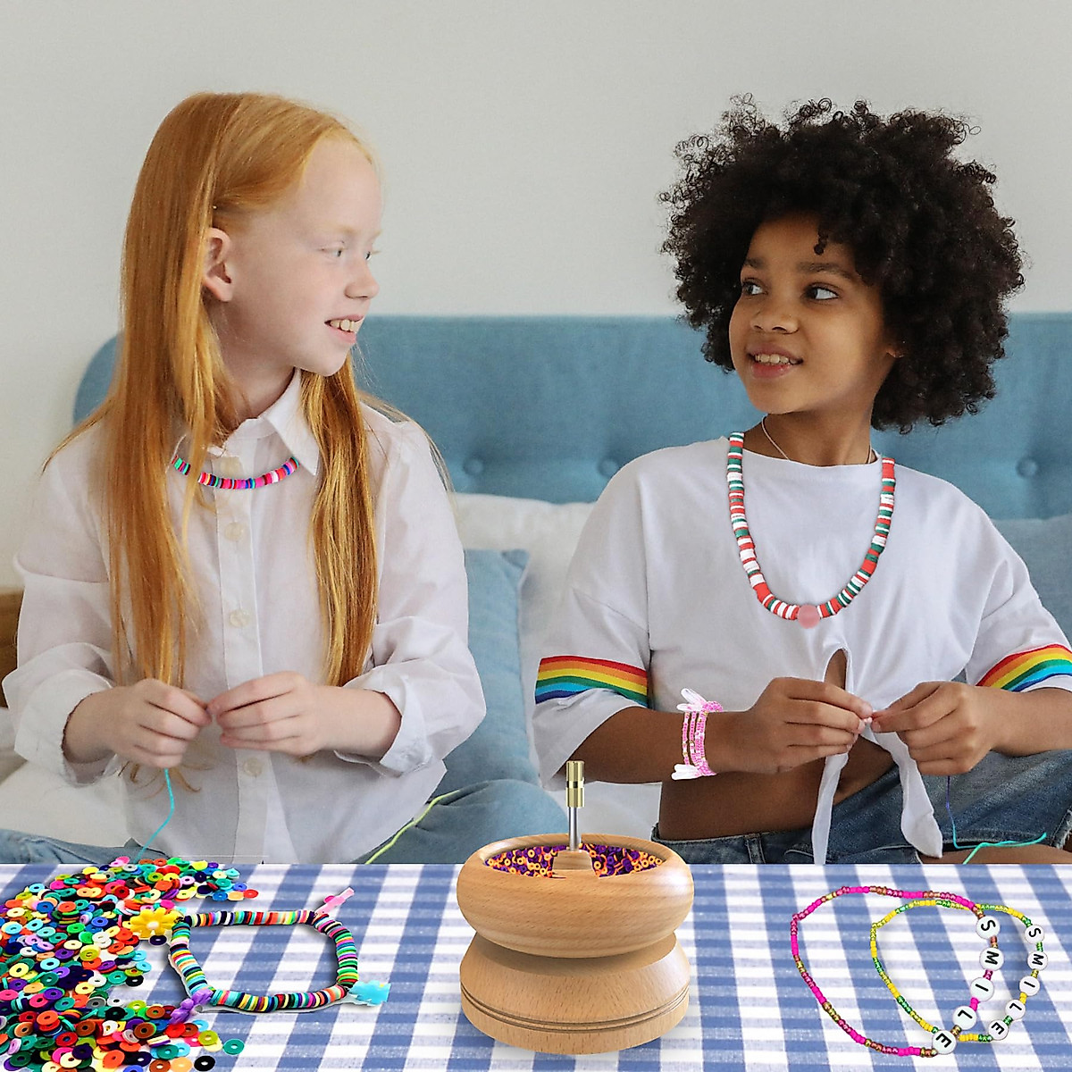 Bead Spinner Bowl with 5 Beading Needles, Spin Beading Bowl for Jewelry Making, Waist Bead Spinner with Seed Bead Kit, Stringing Bead Loader Holder