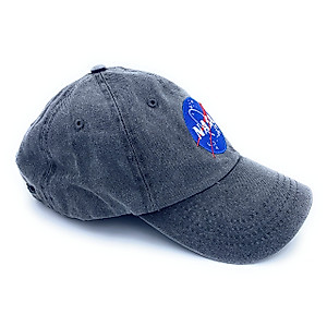 Aeisage NASA Hat Black Mens Cap Dad Hat NASA Baseball Hat for Women Washed Cotton Caps, Medium