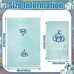 Sratte 4 Pcs Fall Kitchen Towels 16 x 24 Inch Blue Pumpkin Dish Towels Thanksgiving Decorative Tea Towels Autumn Harvest Hand Towels Blue White Absorbent Dishcloth for fall Home Bathroom Kitchen Decor